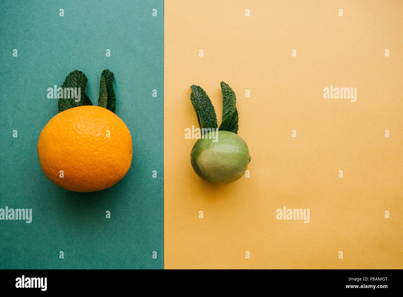Citrus mix from orange and lime in the form of a rabbit or a hare with ...