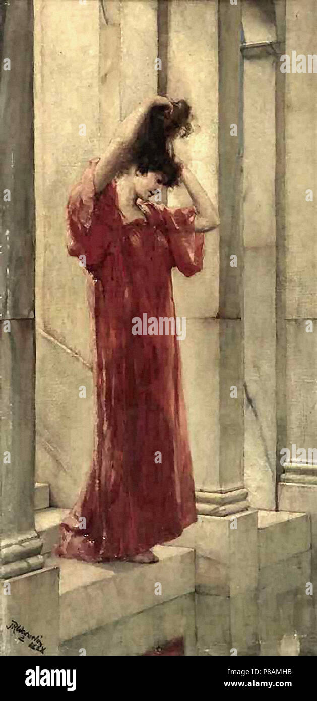 Weguelin John Reinhard - Lady in Red Stock Photo - Alamy
