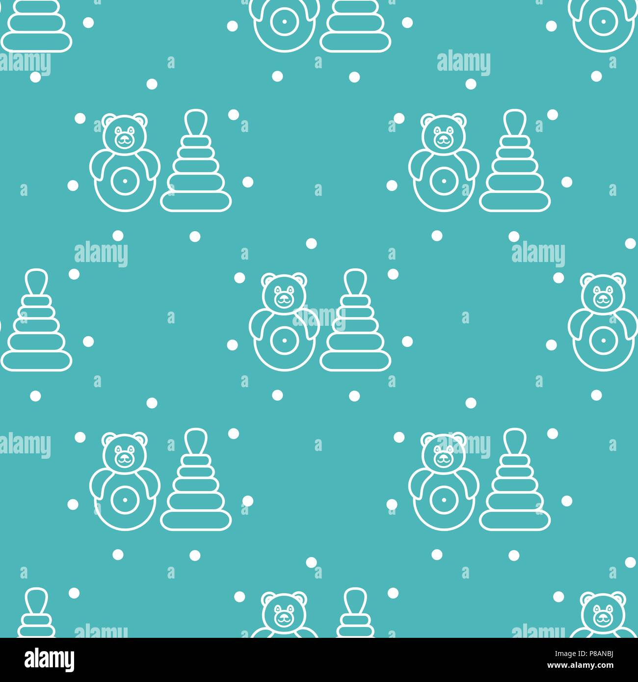 Seamless pattern with children's toys. Roly-poly, pyramid Stock Vector ...
