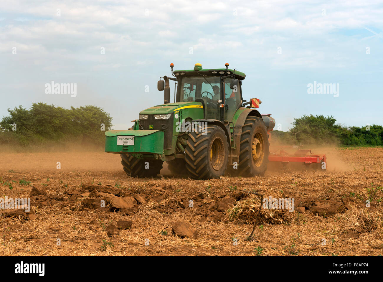 Dry conditions due to low levels of rainfall on a farm in Suffolk ...
