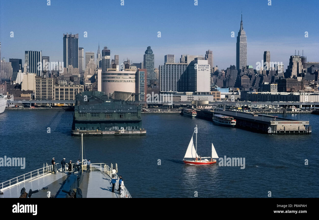The skyline of New York City in New York, USA, as seen in 1971 looking ...