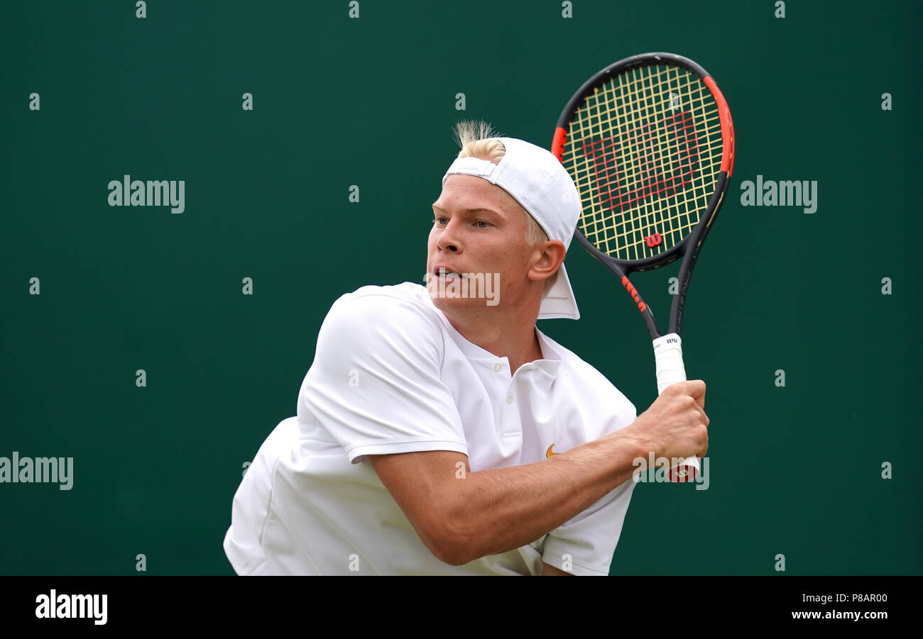 Anton Matusevich in action on day eight of the Wimbledon Championships ...