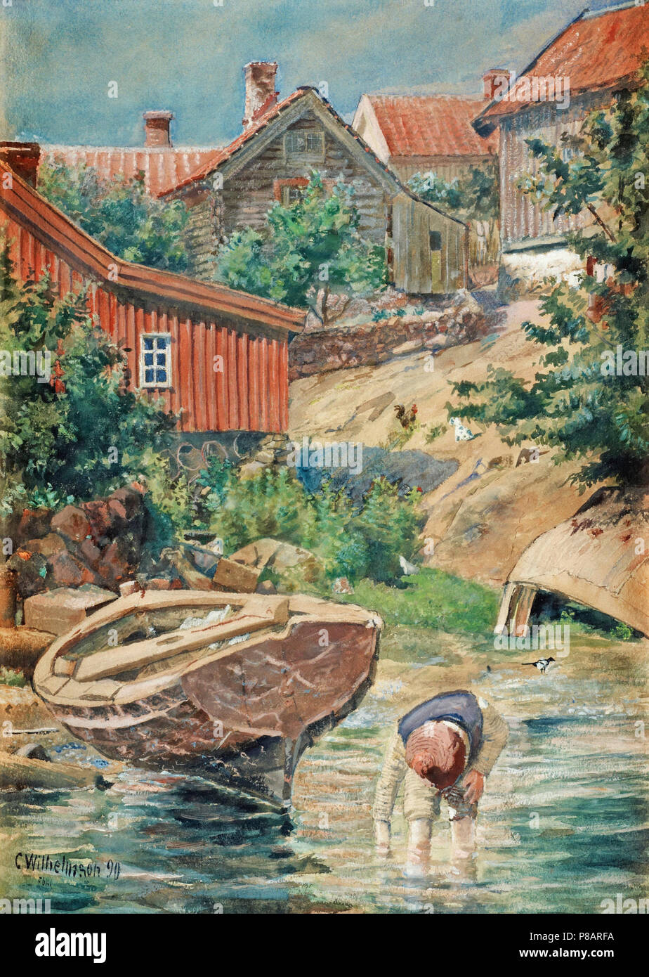 Wilhelmson Carl - Wading Boy Stock Photo - Alamy