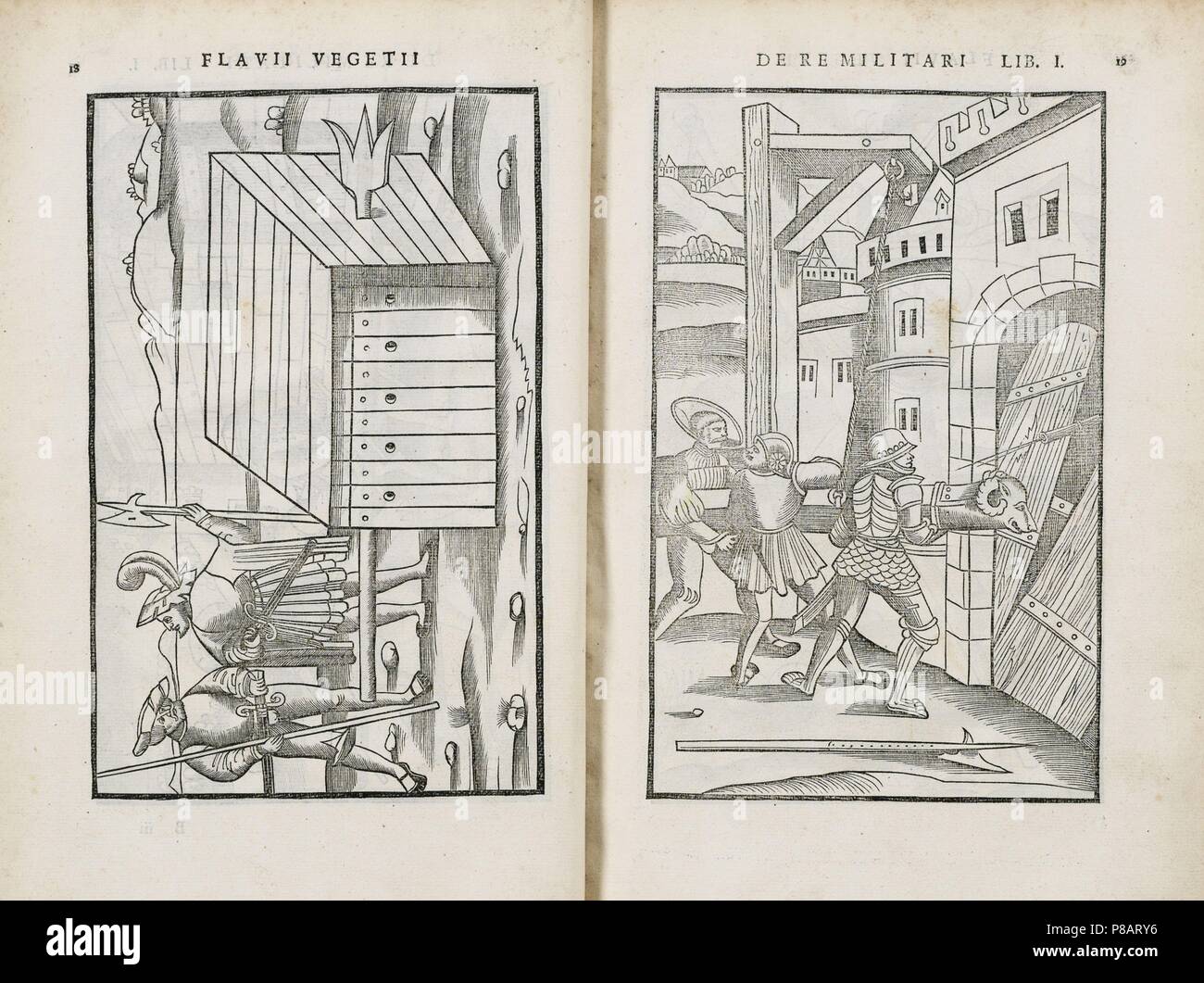 Double page spread from the De Re Militari by Vegetius. Museum: PRIVATE ...