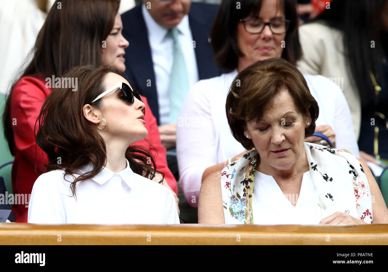 Michelle and Lorraine Dockery in the royal box on centre court on day ...