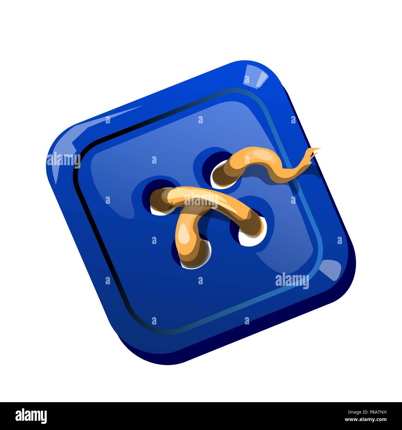 Square blue button is torn off isolated on white background. Vector ...