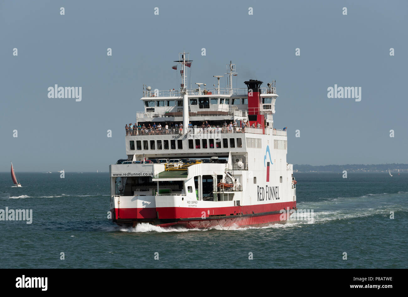 A roro ferry Red Osprey inbound to Southampton on Southampton Water, S ...