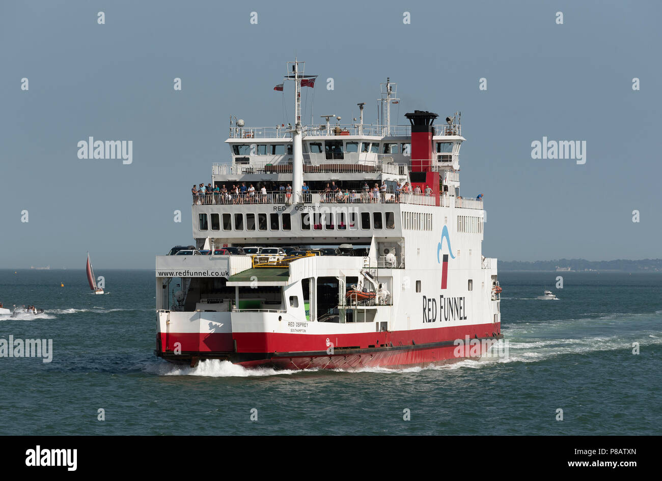 A roro ferry Red Osprey inbound to Southampton on Southampton Water, S ...