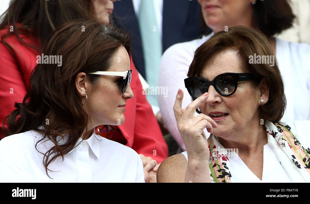 Michelle and Lorraine Dockery in the royal box on centre court on day ...