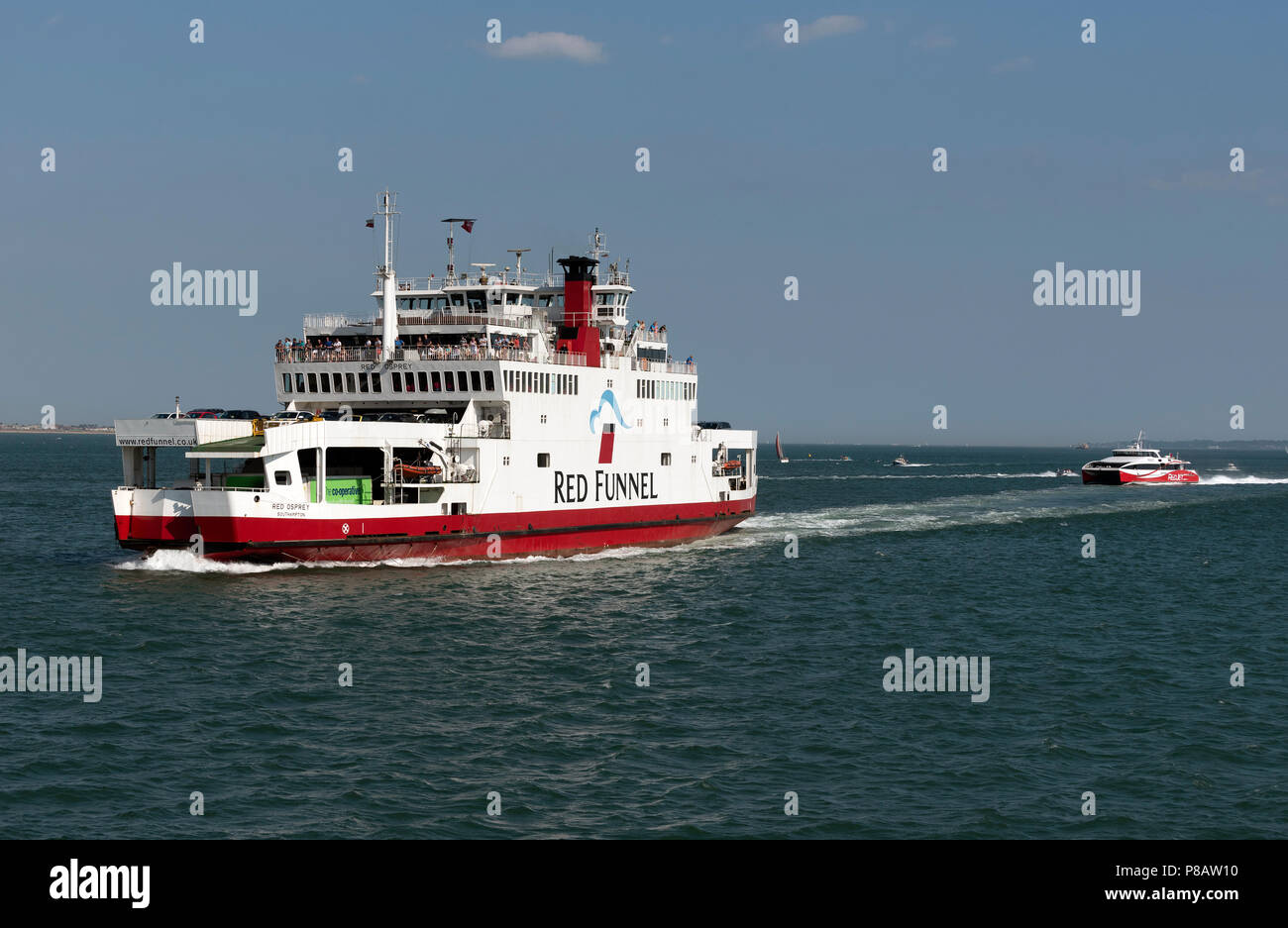 A roro ferry Red Osprey inbound to Southampton on Southampton Water, S ...