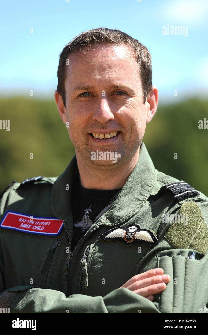 Squadron Leader Mike Child at RAF Cranwell in Lincolnshire, during a ...