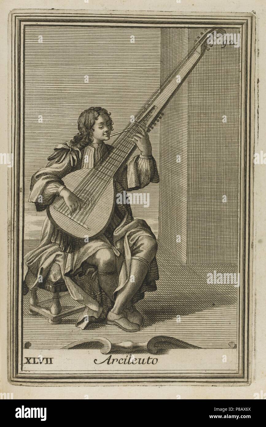 Archlute. Illustration from Gabinetto armonico pieno d'instrumenti ...