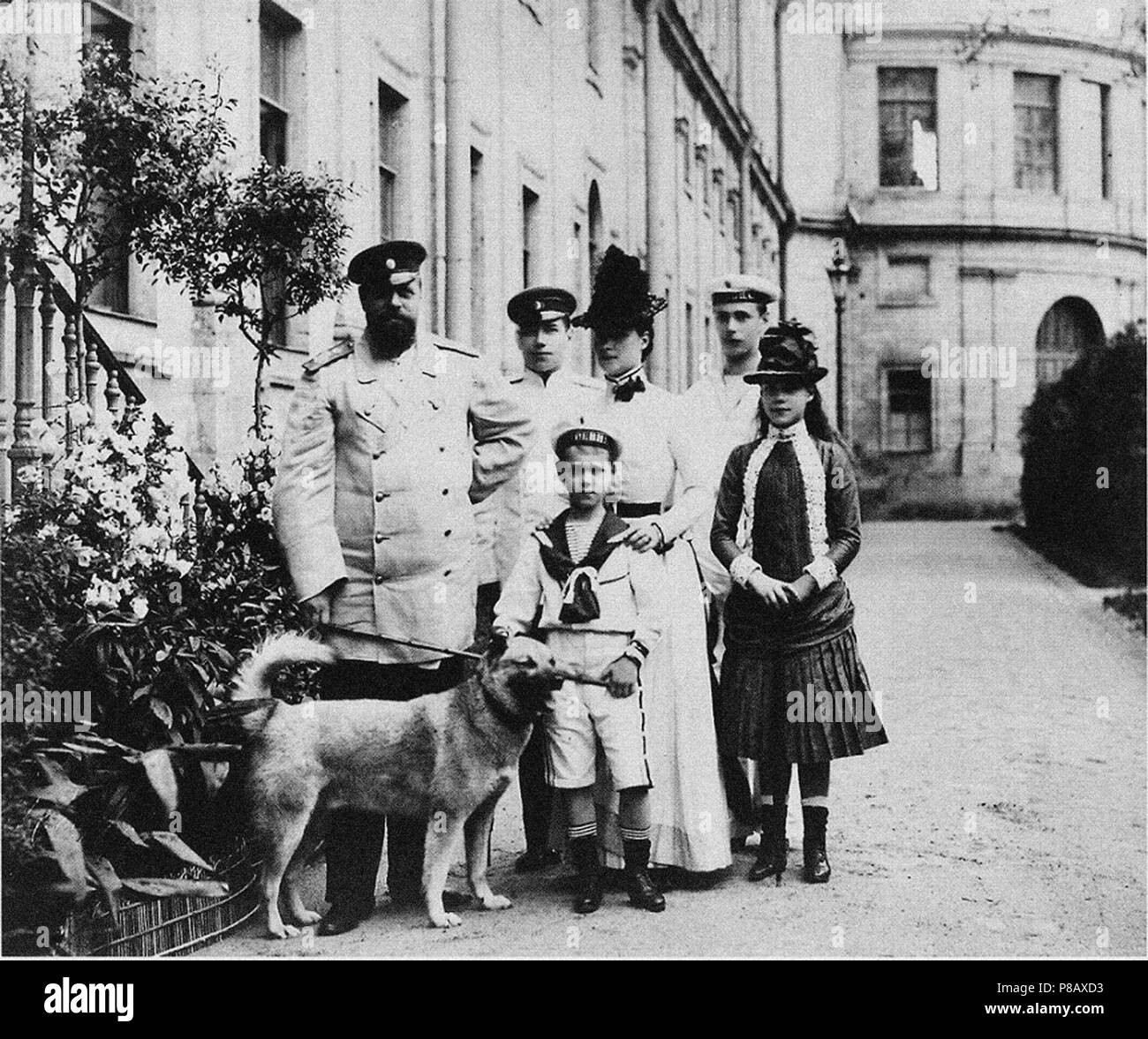 Emperor Alexander III with his family and his dog Kamchatka in 1887 ...