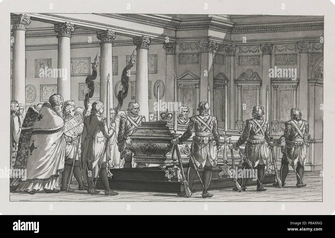 The Emperor Paul I Lying in State with a guard of honour. Museum ...
