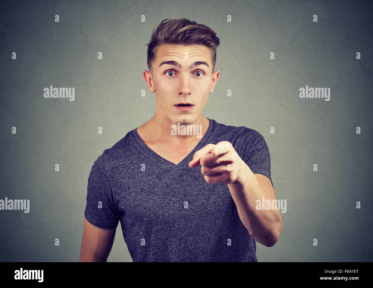 Surprise pointing hi-res stock photography and images - Alamy