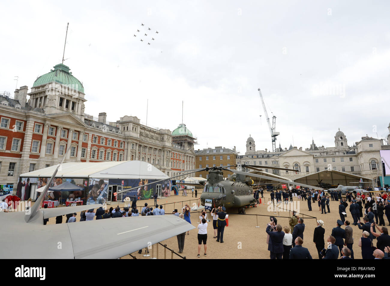 RAF veterans watch a flypast of 100 RAF aircraft over Buckingham Palace ...