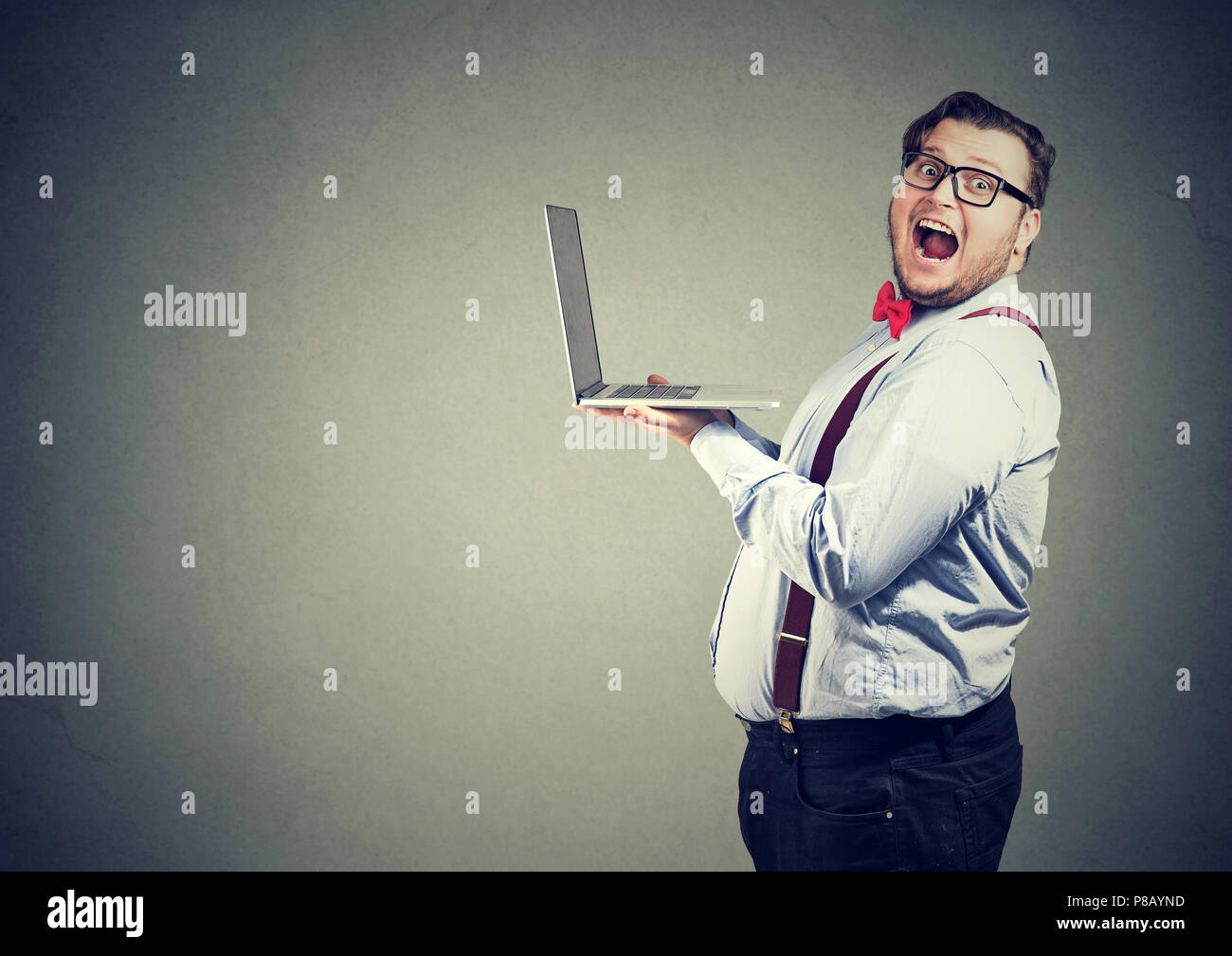 Fat man computer hi-res stock photography and images - Alamy