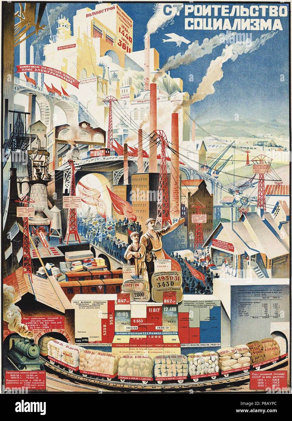 Soviet propaganda poster building socialism hi-res stock photography ...