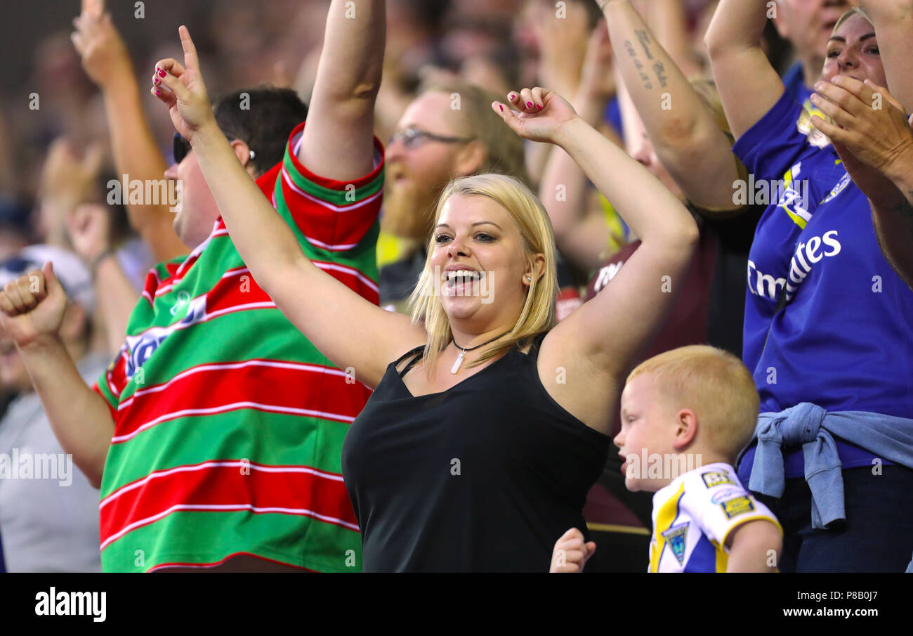 Warrington Wolves fans in the stands Stock Photo - Alamy