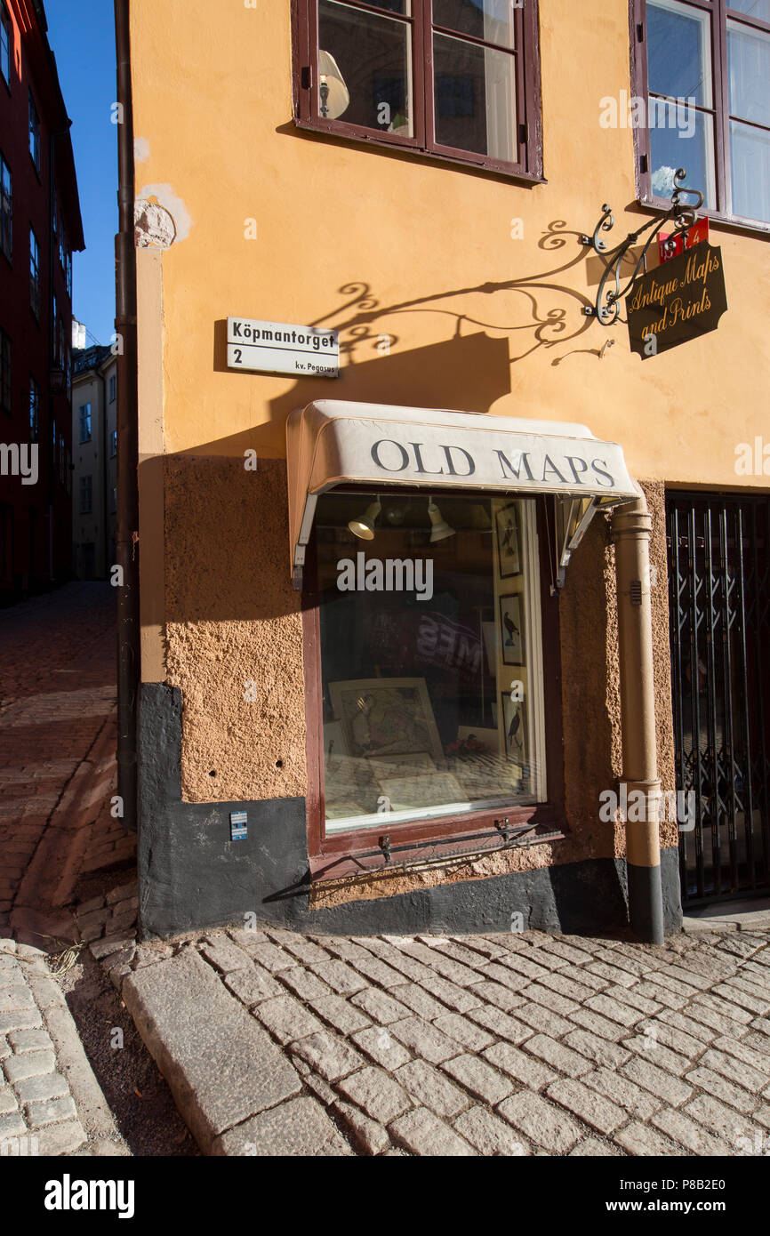 Old Maps of Stockholm, located on Köpmantorget, public square in Gamla ...
