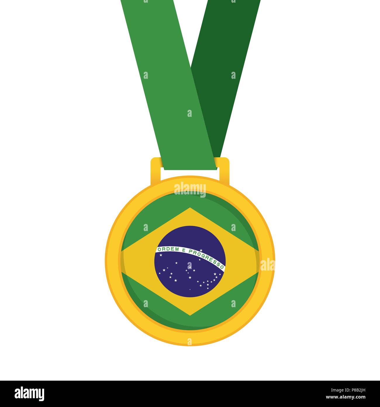 Brazil national flag gold first place winners medal Stock Vector Image ...