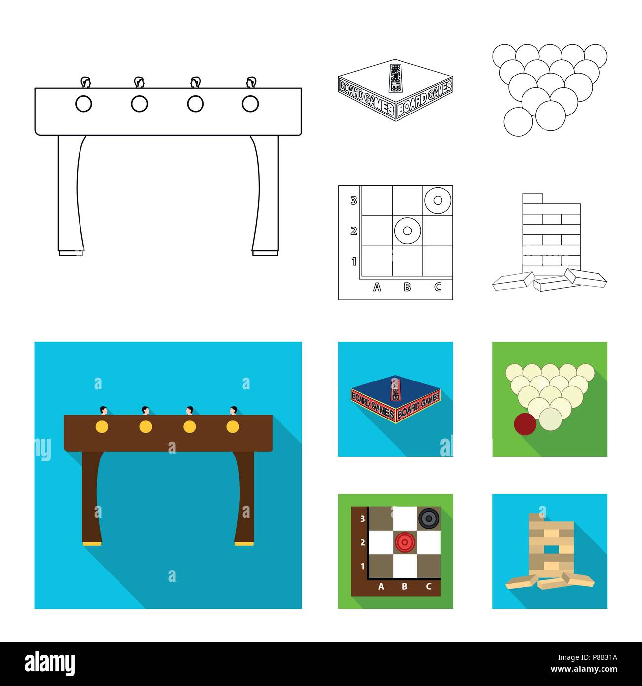 Board game outline,flat icons in set collection for design. Game and ...