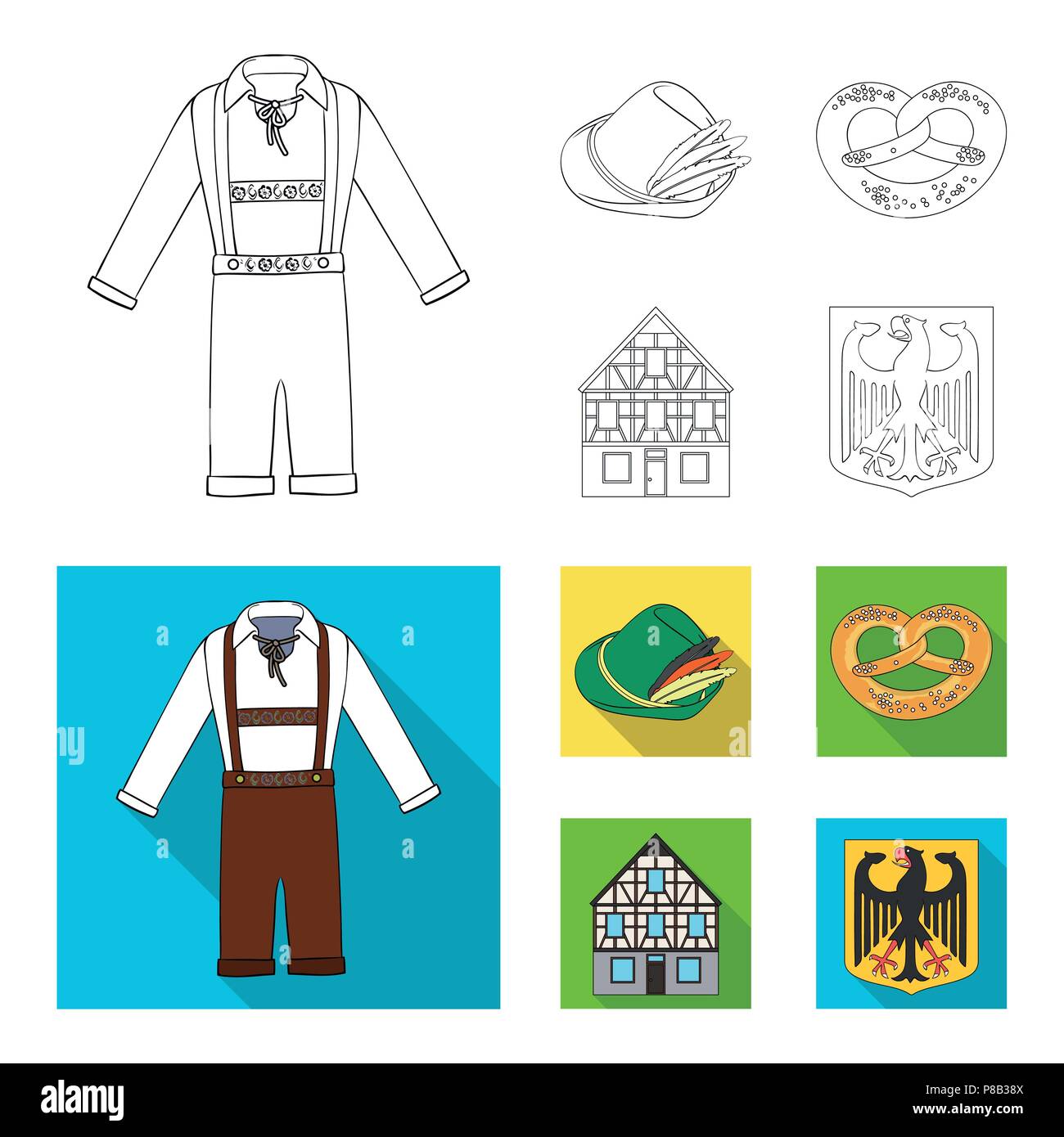 Country Germany outline,flat icons in set collection for design ...