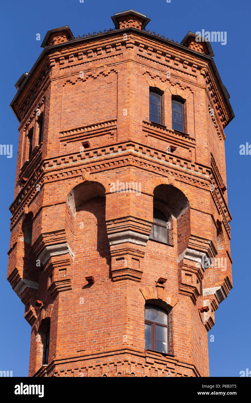 Old Water tower made of red brick, Saint-Petersburg, Russia Stock Photo ...