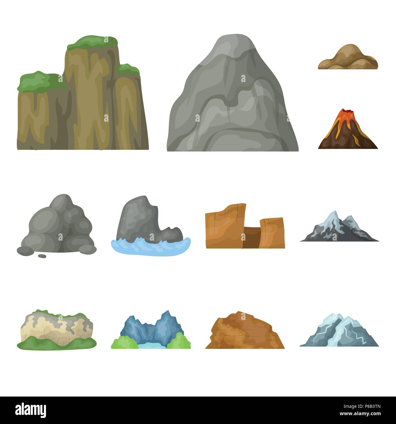 Different mountains cartoon icons in set collection for design ...