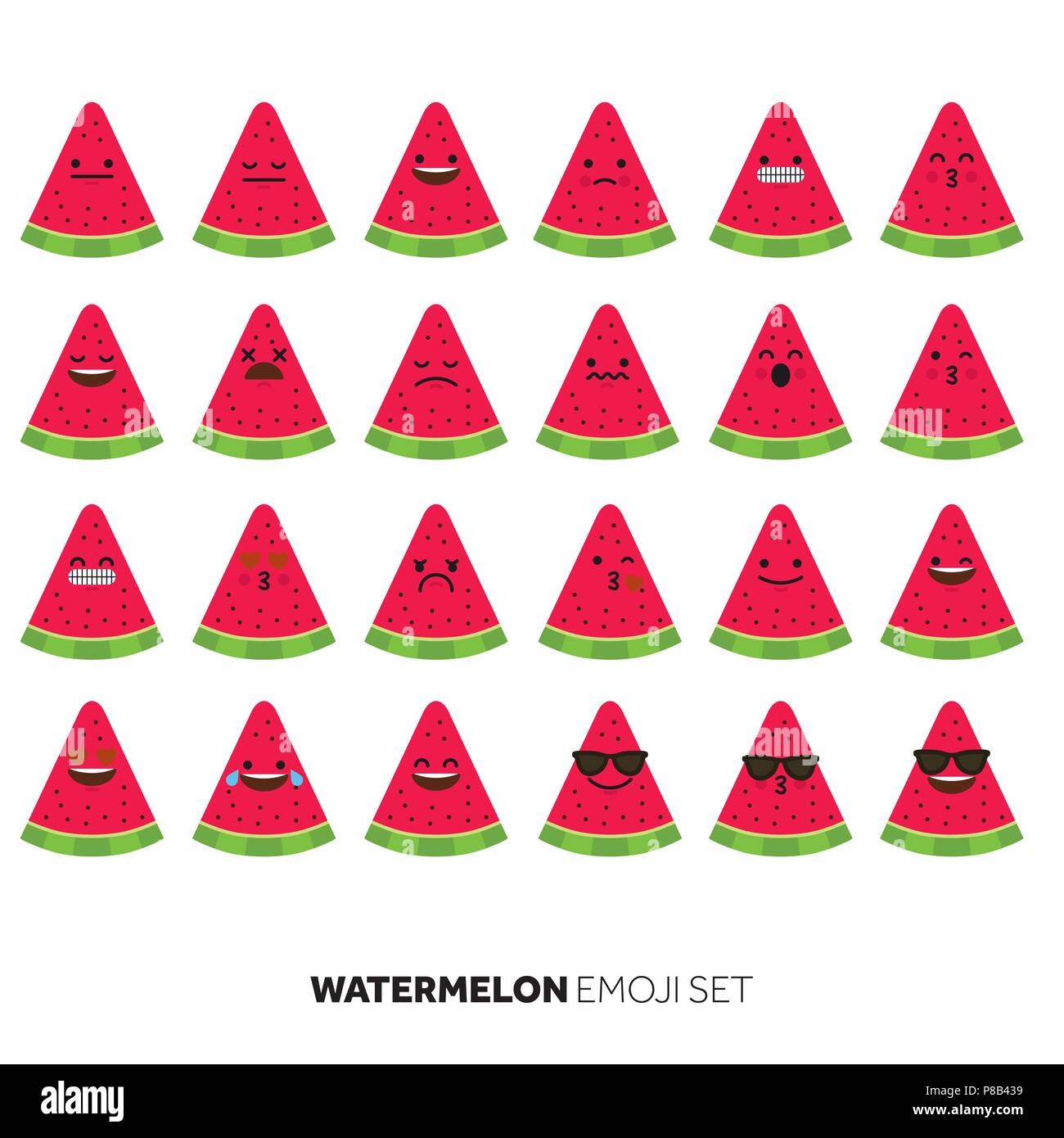 Watermelon fruit cute emoji character icon Stock Vector Image & Art - Alamy
