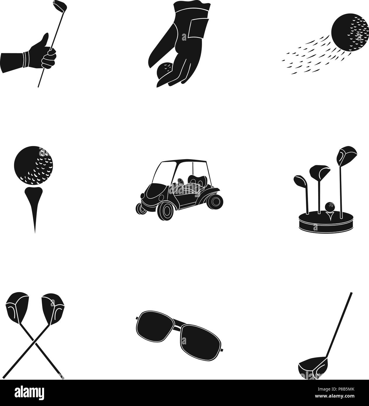 Golf club set icons in black design. Big collection of golf club vector ...