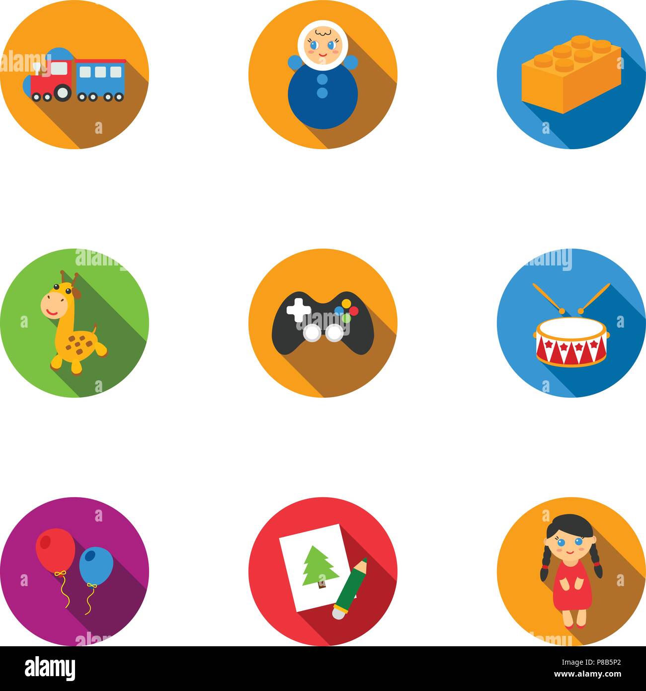 Toys set icons in flat style. Big collection of toys vector symbol ...