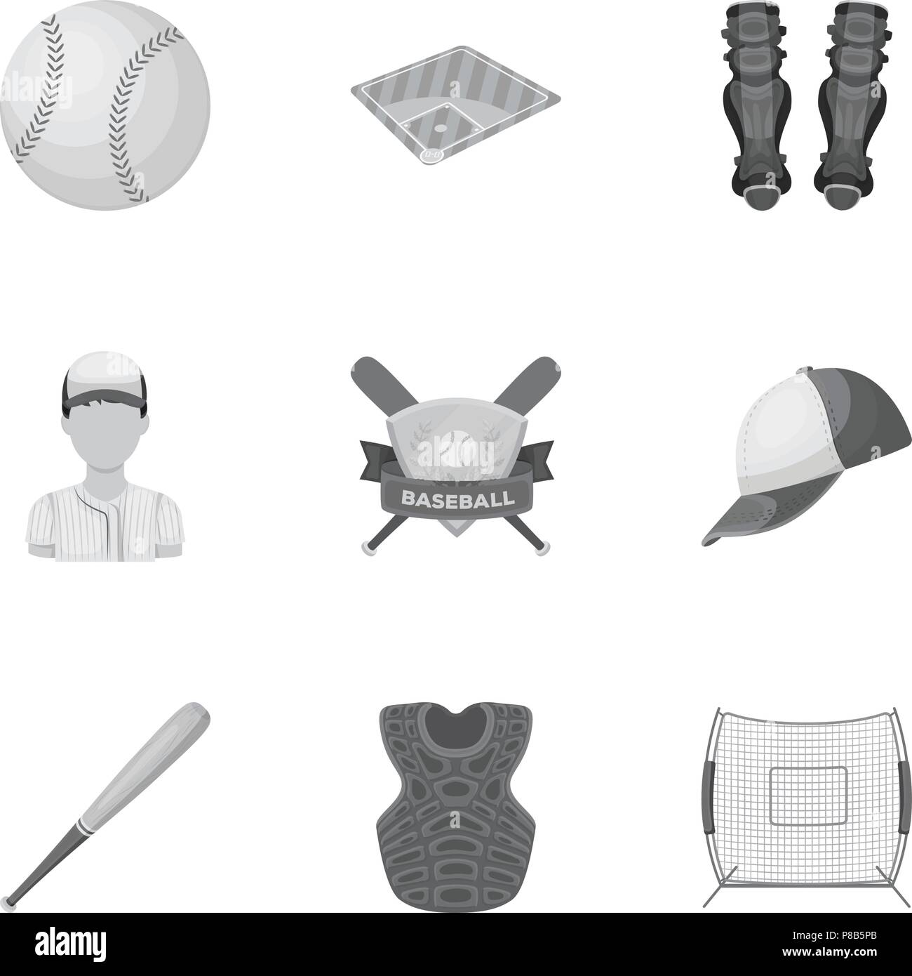 Ball, helmet, bat, uniform and other baseball attributes. Baseball set ...