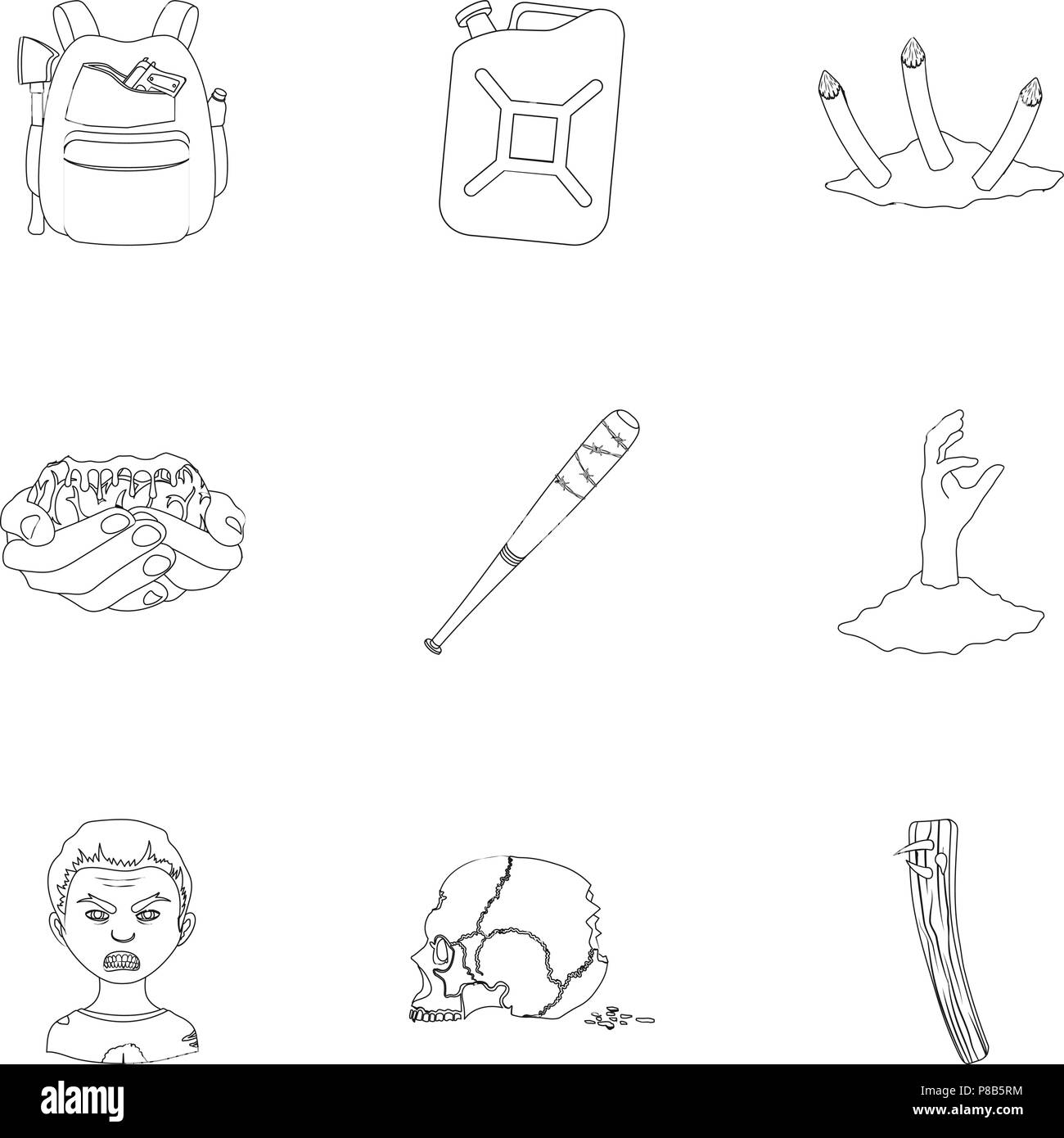 Apocalypse ,killed, survival, and other icon in outline style.Terrible ...