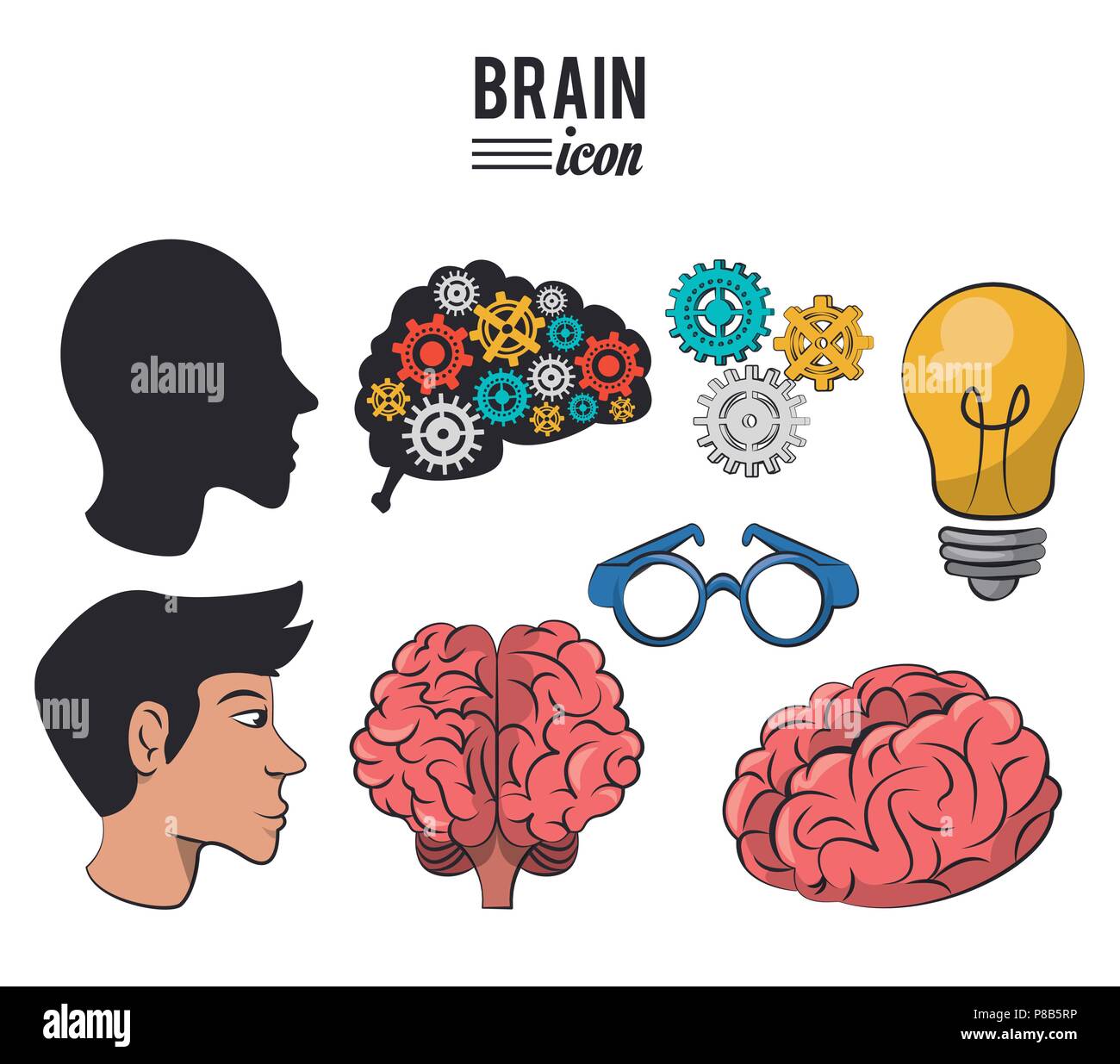 Set of brain icons Stock Vector Image & Art - Alamy