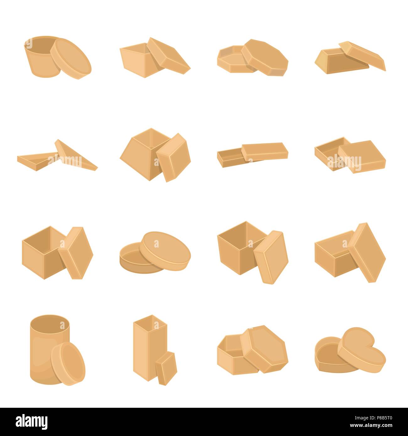 Different boxes cartoon icons in set collection for design.Packing box ...