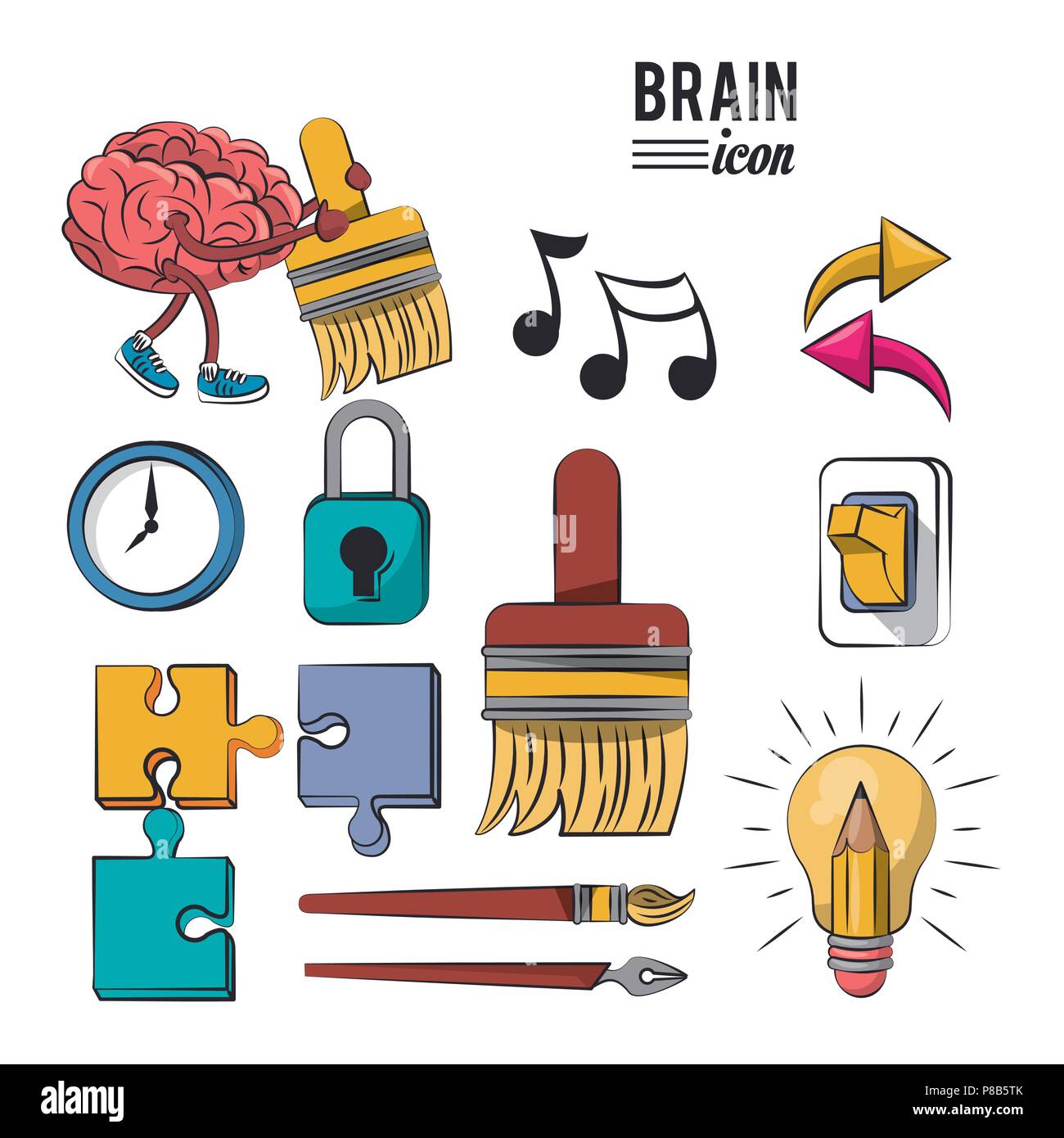 Set of brain icons Stock Vector Image & Art - Alamy