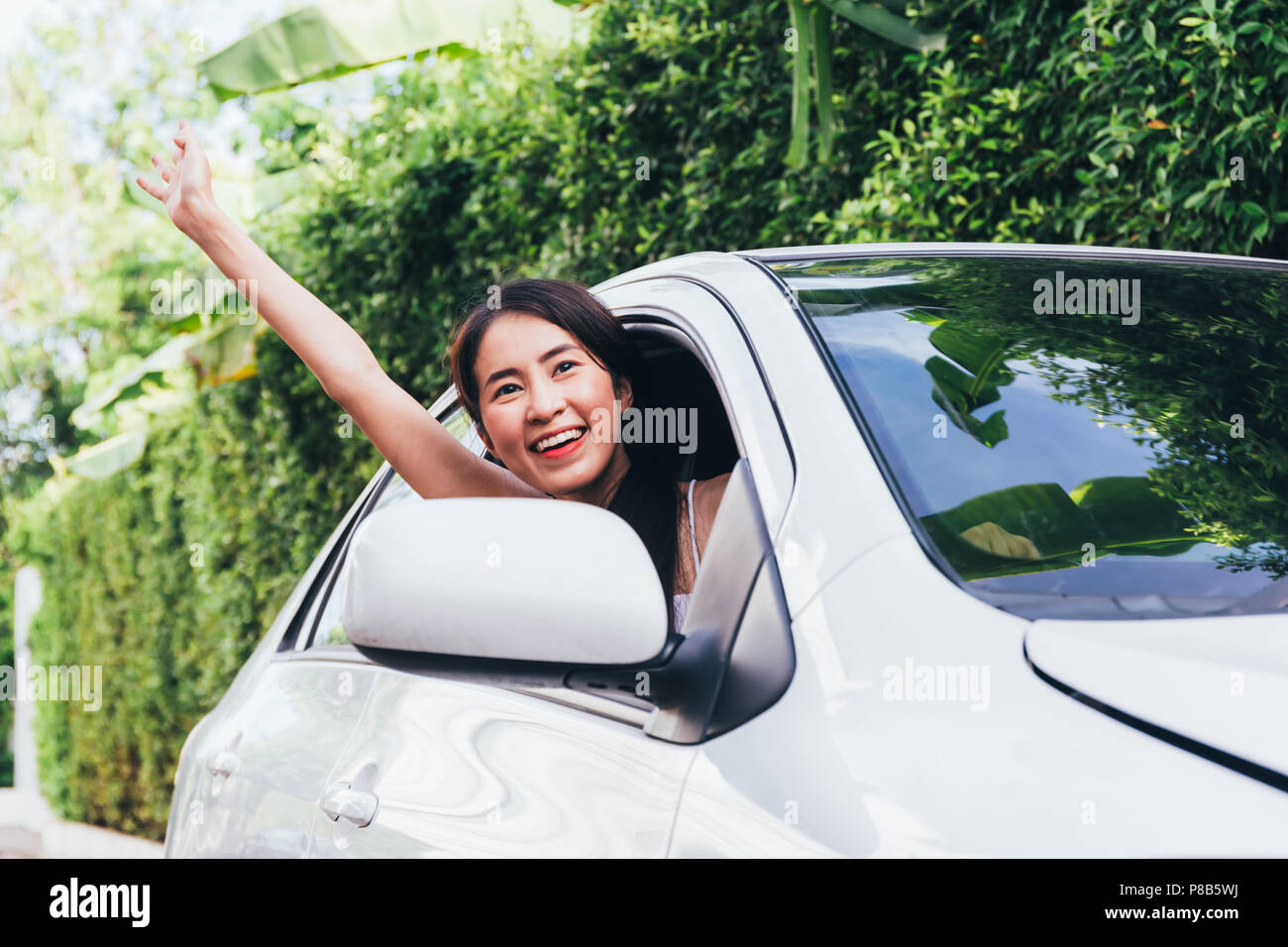 Hand waving from car hi-res stock photography and images - Alamy
