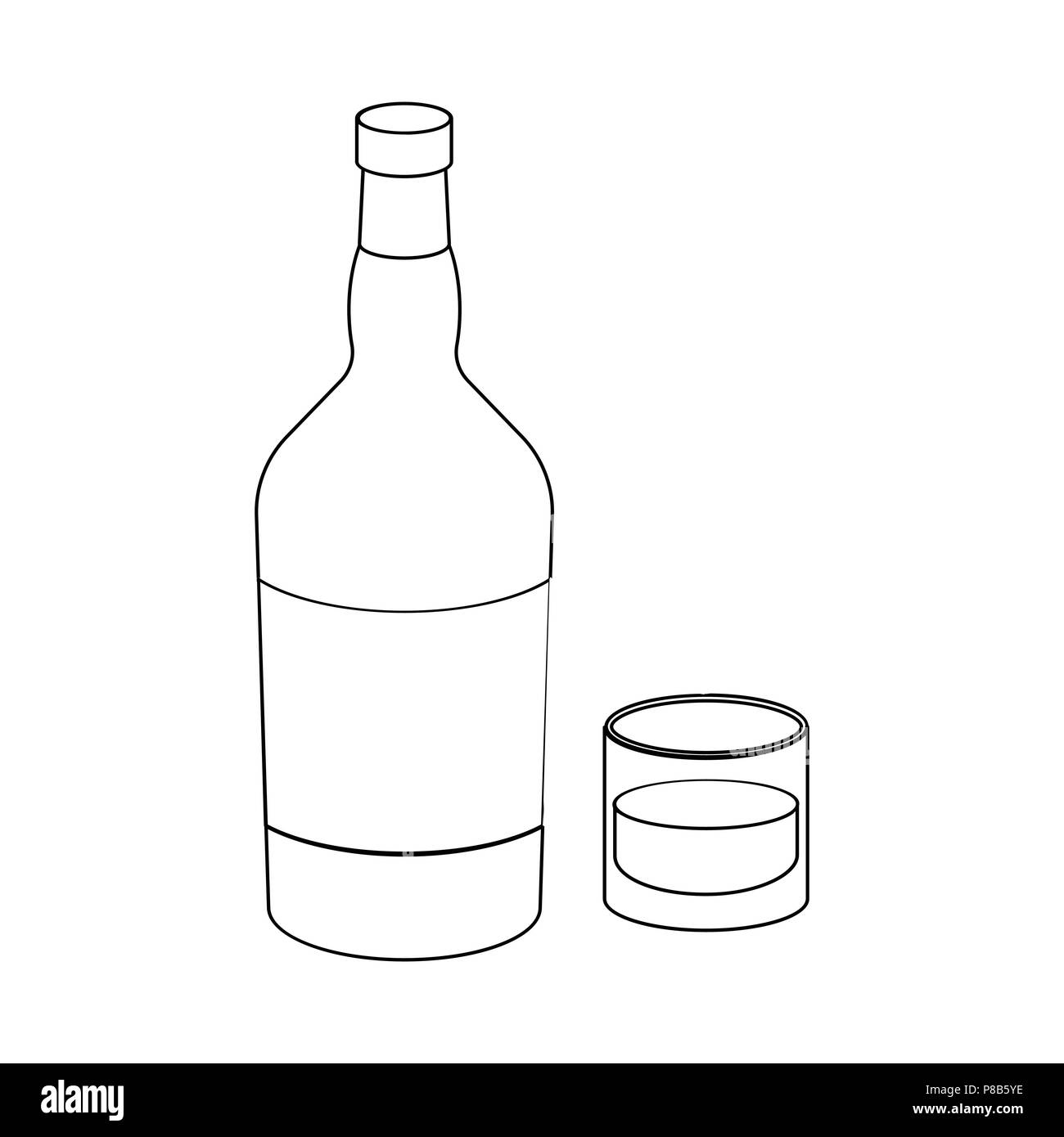 Rum icon in outline style isolated on white background. Alcohol symbol ...