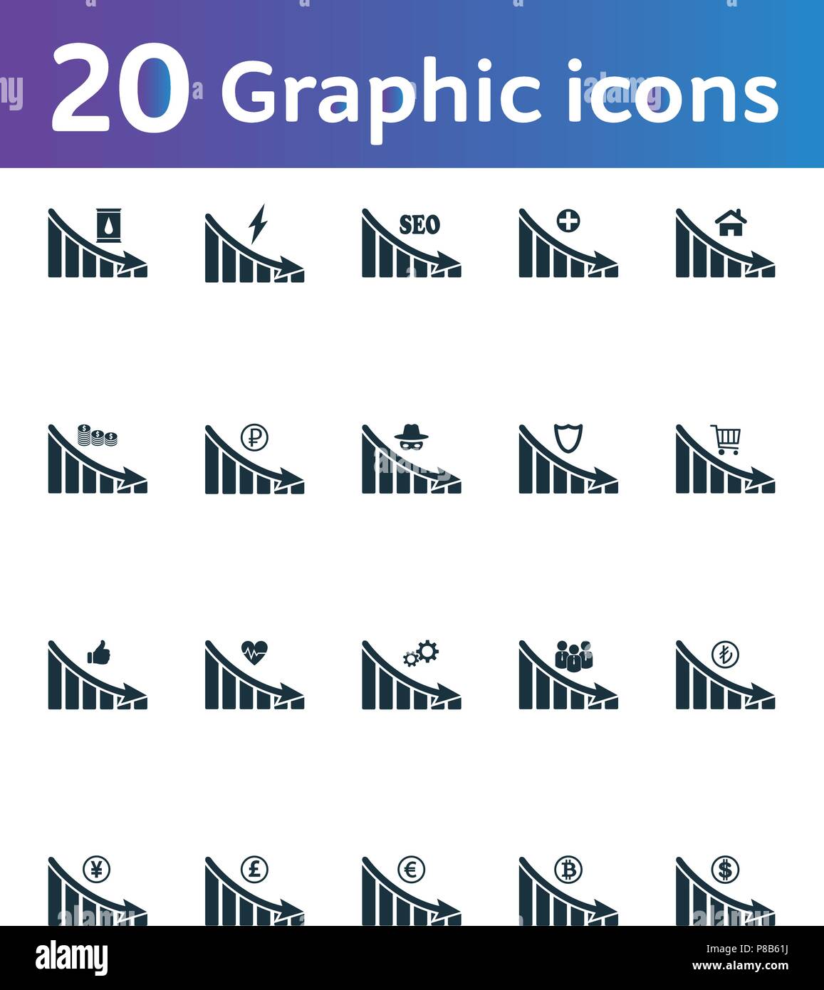 Decrease graphic icons set. UI and UX. Premium quality symbol ...