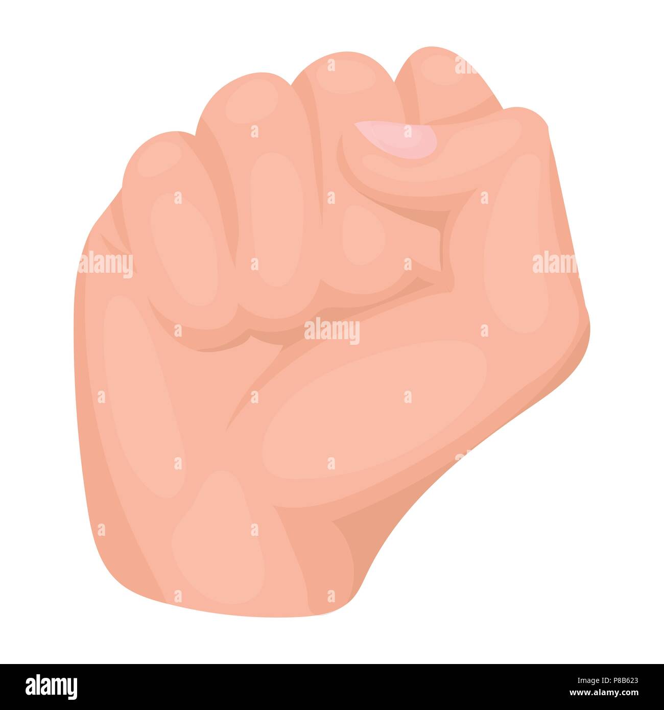 Raised fist icon in cartoon style isolated on white background. Hand ...
