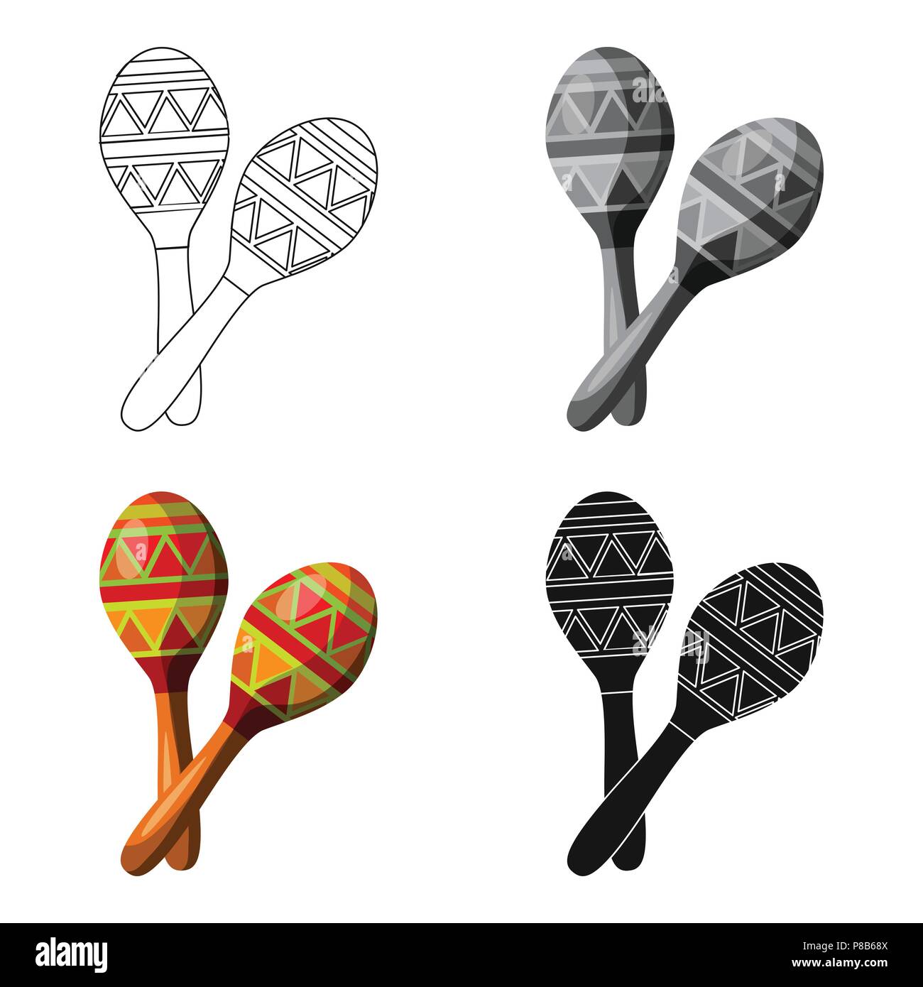 Mexican maracas icon in cartoon style isolated on white background ...