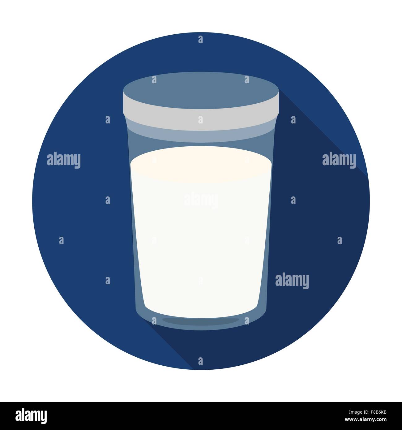 Glass of milk icon in flat style isolated on white background. Milk ...