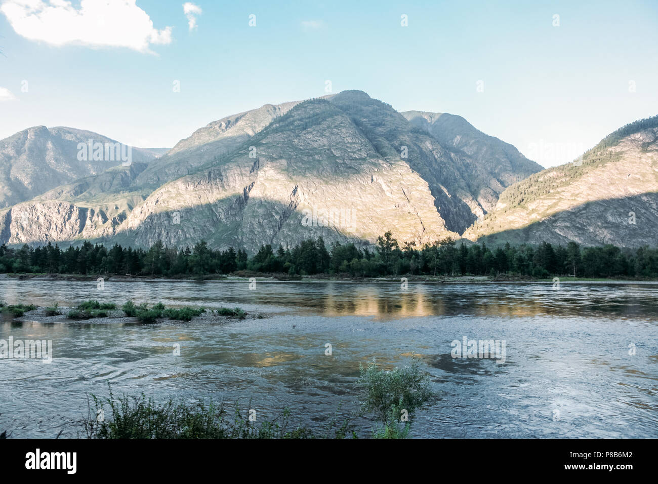 beautiful landscape view of mountains and lake, Altai, Russia Stock ...