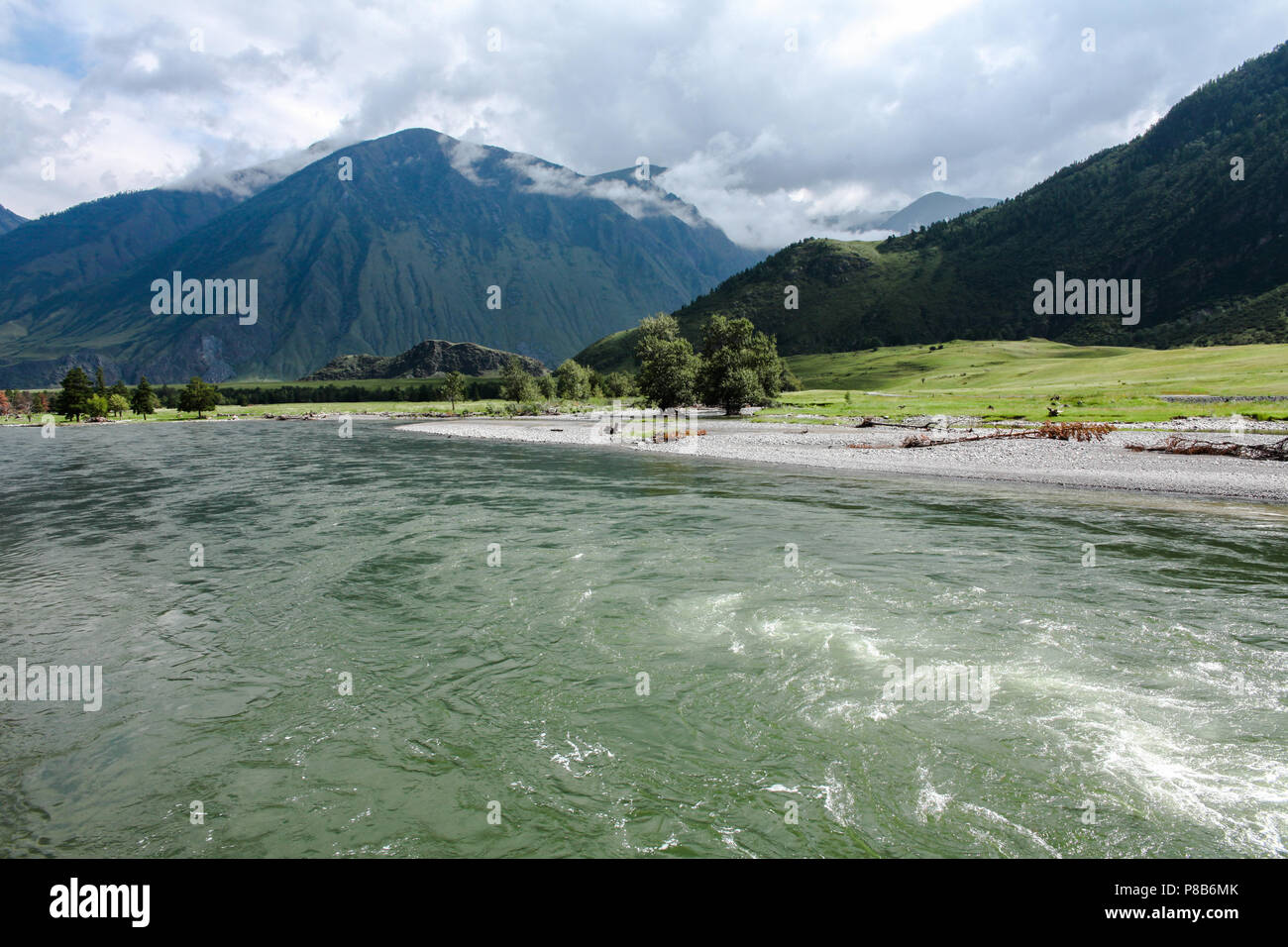 beautiful landscape view of mountains and lake, Altai, Russia Stock ...