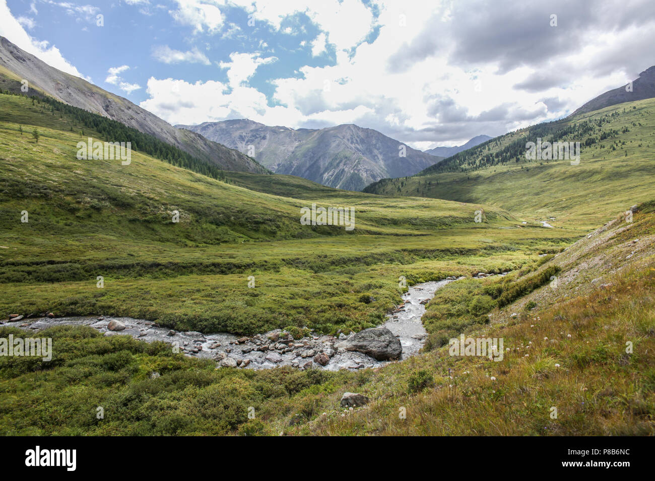 mountain landscape with scenic valley, Altai, Russia Stock Photo - Alamy