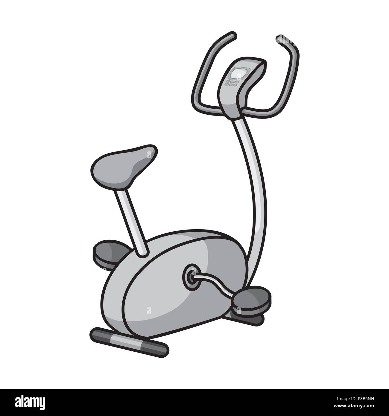 Exercise bicycle icon in monochrome style isolated on white background ...