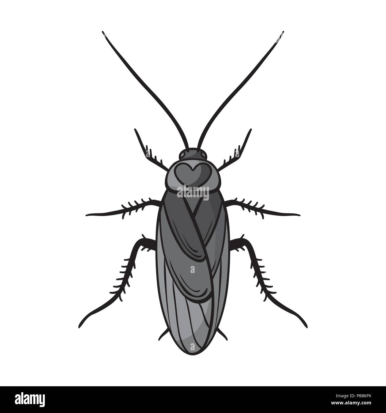 Cockroach icon in monochrome design isolated on white background ...