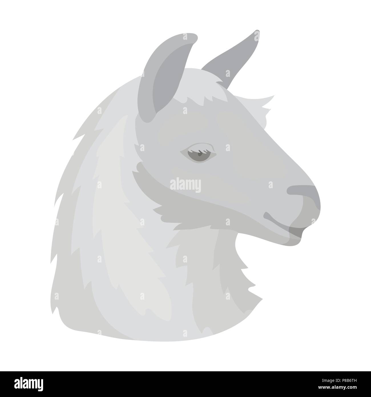 Lama icon in monochrome design isolated on white background. Realistic ...