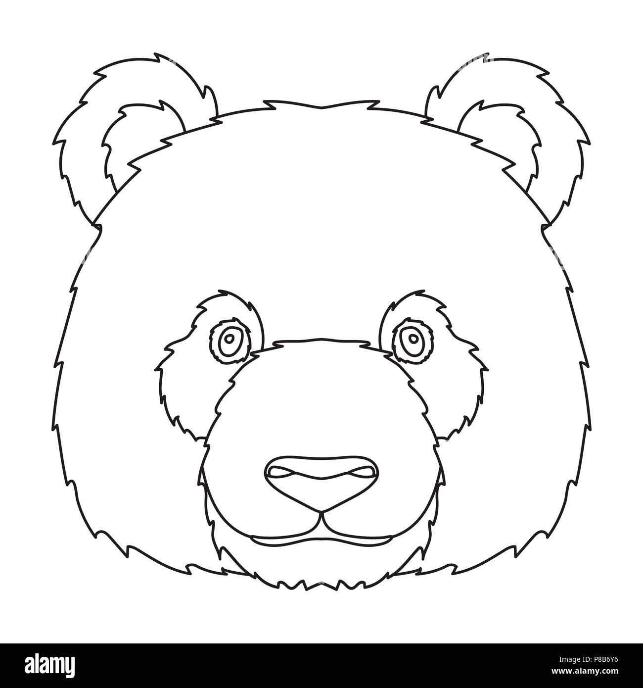 Panda icon in outline design isolated on white background. Realistic ...